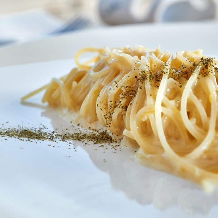 Recipe of Spaghettini in lemon water, olive oil and Provolone Cheese ...